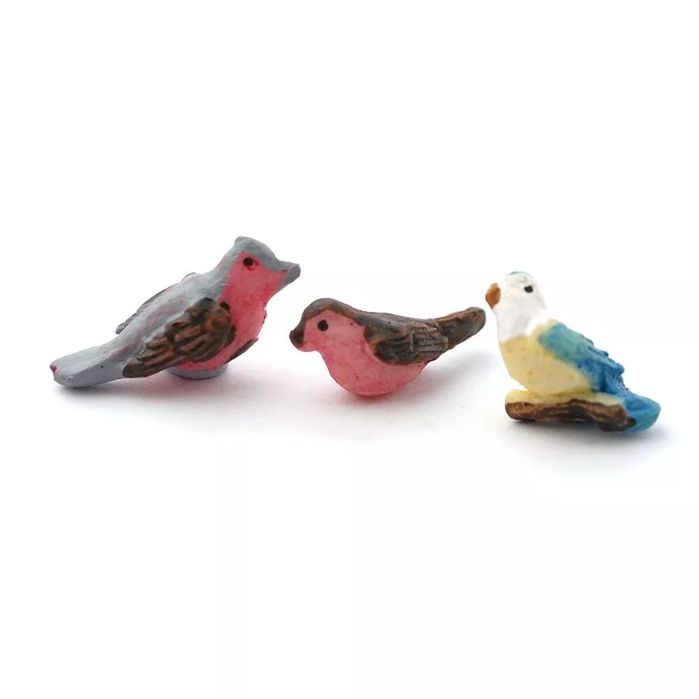 Dolls House Resin 3 x Colourful Birds Animal Miniature 1:12th Scale ...
